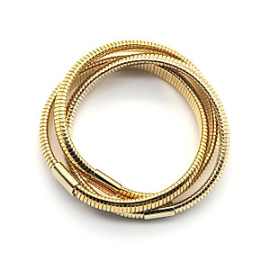 Marshal Metal Fashion Bracelet Omega Stretch Triple Cobra Bracelet (10mm x3) (Gold)