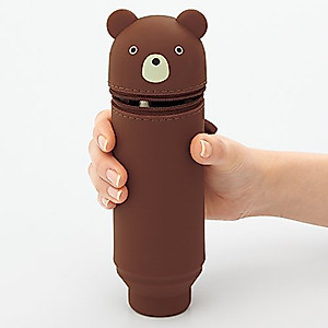 LIHIT LAB. PuniLabo Stand Up Pen Case (Pen Holder), Bear, 2.4" x 7.8" (A7712-1)