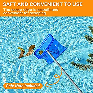 Pool Skimmer - Pool Skimmer Net without Pole, Swimming Pool Leaf Skimmer Net with Reinforced Frame, Larger Capacity Pool Nets for Cleaning, Durable Deep Rake Net Easy Scoop Edge,Debris Pickup Removal