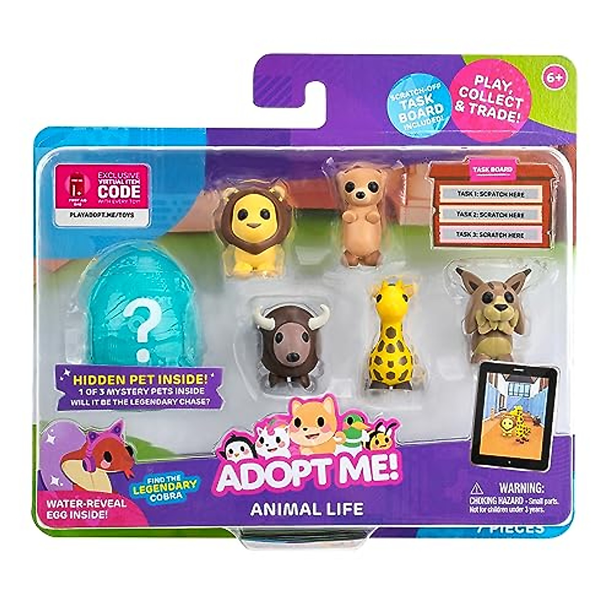 Adopt Me! Pets Multipack Animal Life - Hidden Pet - Top Online Game - Fun Collectible Toys for Kids Featuring Your Favorite Pets, Ages 6+