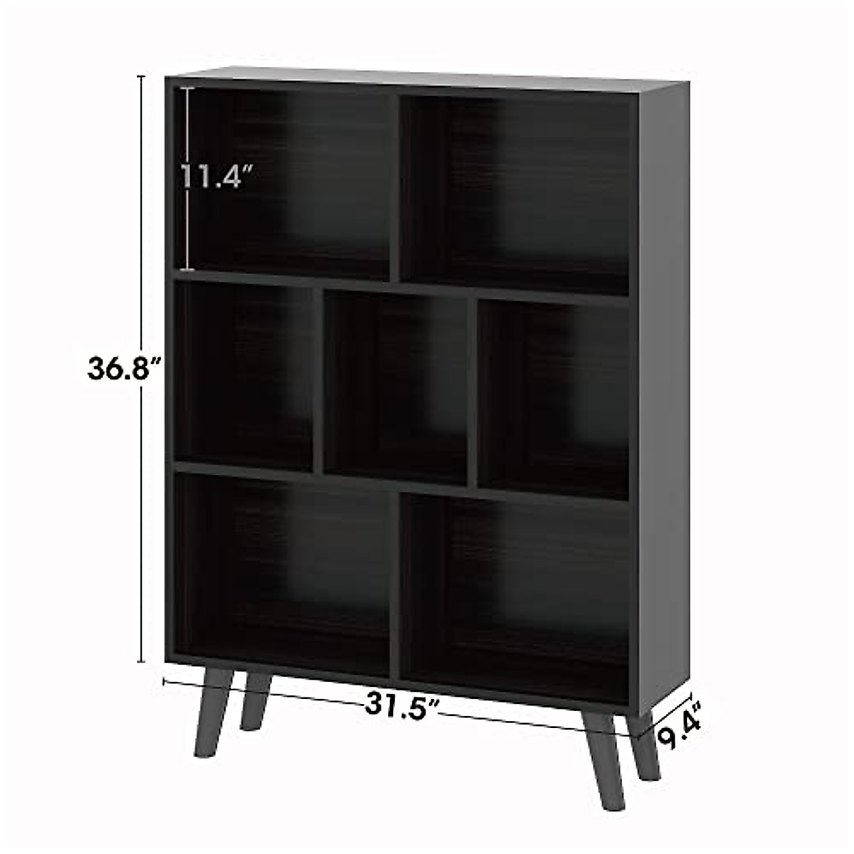 WAHEY Bookcase, 7 Cube Open Storage Display Bookshelf with Legs, HOFB011