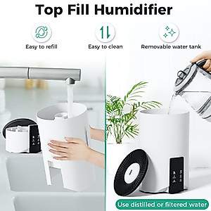 Humidifiers for Bedroom Large Room Home, 4L Cool Mist Humidifier for Smart App & Voice Control, Fill Essential Oil Diffuser for Baby and Plants, Quiet Ultrasonic Humidifier with 360° Nozzles, A-White