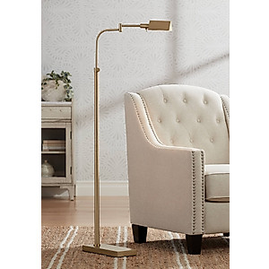 Possini Euro Design Keegan Traditional Swing Arm Pharmacy Floor Lamp 54 1/4" Tall Warm Gold Adjustable Metal Shade Decor for Living Room Reading House Bedroom Home Office House