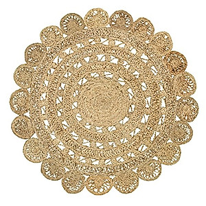 LR Resources Jute LR50134-NAT40RD Natural Round X 4 ft Indoor Area Rug, 4' x 4'