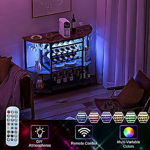 GEBAROW TV Stand for 75+ Inch TV, Entertainment Center with Adjustable Shelf, Rattan TV Console with 2 Storage Cabinets, Mid Century Modern TV Console Table for Living Room Bedroom (Black)