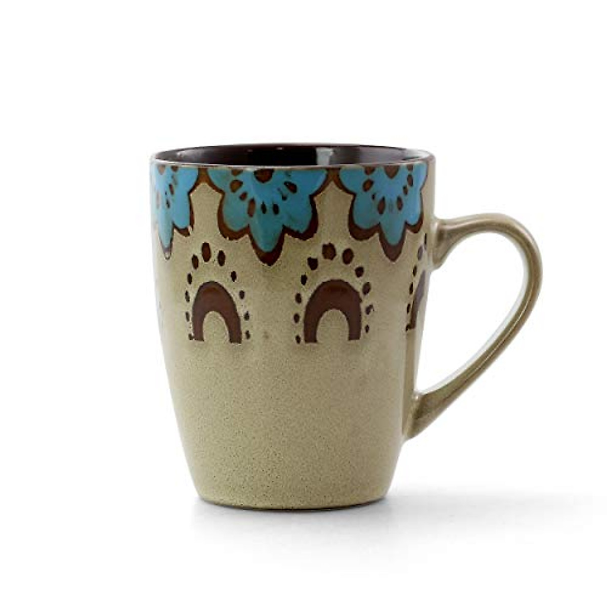 Elama CLAYHEART16 Clay Heart 16 Piece Luxurious Stoneware Dinnerware with Complete Setting for 4, 16pc, pc, Tan, Blue, Brown