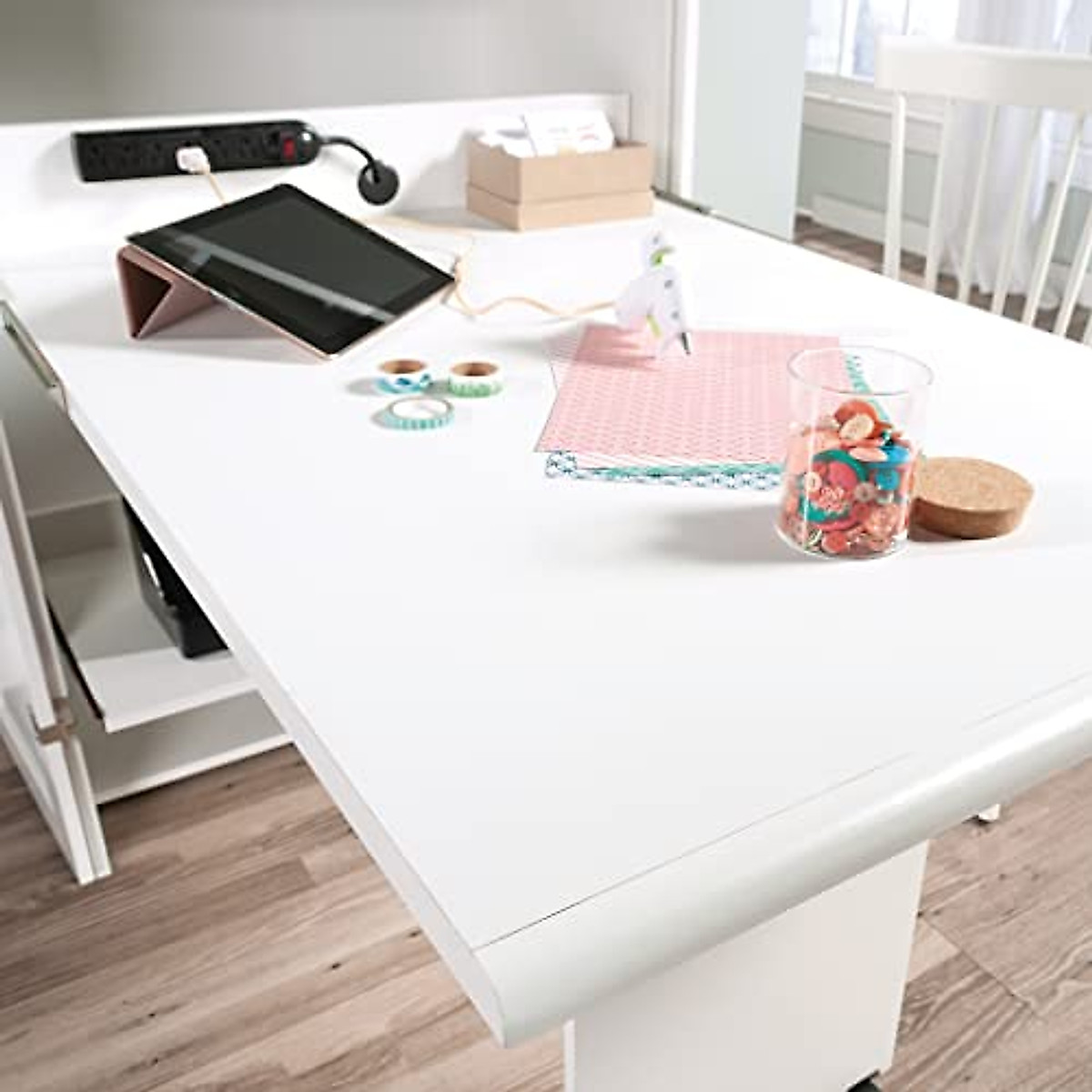 Sauder Miscellaneous Storage Craft & Sewing Armoire, L: 35.11" x W: 21.81" x H: 61.58", Glacier White finish