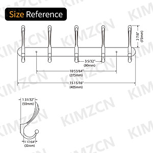 kimzcn Coat Rack Wall Mounted - 5 Tri Hooks, Heavy Duty, Metal Coat Hook Rail for Coat Hat Towel Purse Robes Mudroom Bathroom Entryway, Gold