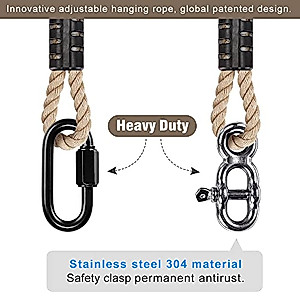 BeneLabel Tree Swing Ropes, Hammock Tree Swings Hanging Straps, Adjustable Extendable, for Outdoor Swings Hammock Playground Set Accessories, 3ft(40"), 2 Pack, Off-White