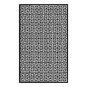 Modway Freydis Greek Key Trellis 8x10 Area Rug With Lattice Design In Black and White