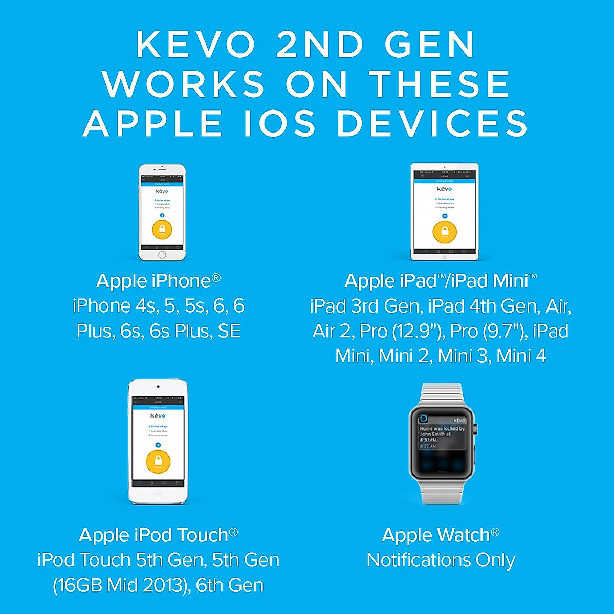 Kwikset - Kevo 99250-202 Kevo 2nd Gen Bluetooth Touch-to-Open Smart Keyless Entry Electronic Deadbolt Door Lock Featuring SmartKey Security, Satin Nickel