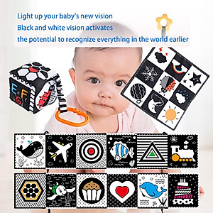 AIyMltd Baby Spiral Hanging Stroller, Black and White Car Seat Toys High Contrast Toy Newborn Sensory Plush Activity Toys for Bed Bassinet Crib Baby Carrier Gifts for 0 3 6 9 12 Months