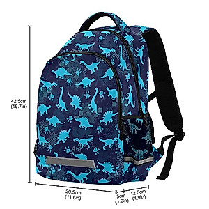 JHKKU Blue Cartoon Dinosaur Backpack for Girls Boys School Bags Teen Personalized Bookbag, Lightweight Laptop Bag Travel Backpacks