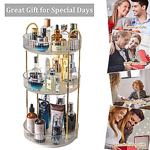 360 Rotating Makeup Organizer for Vanity 3 Tier, Easy to Assemble Spinning Bathroom Organizer, High-Capacity Skincare Perfume Organizers Cosmetic Display Case,Fits Countertop and Bathroom