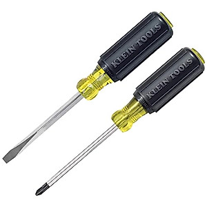 Klein Tools 85442 Screwdriver 2-Piece Set, 1/4 Keystone and #2 Phillips, Cushion Grip, Round and Square Shank, Heat Treated, Meets or Exceeds ASME/ANSI