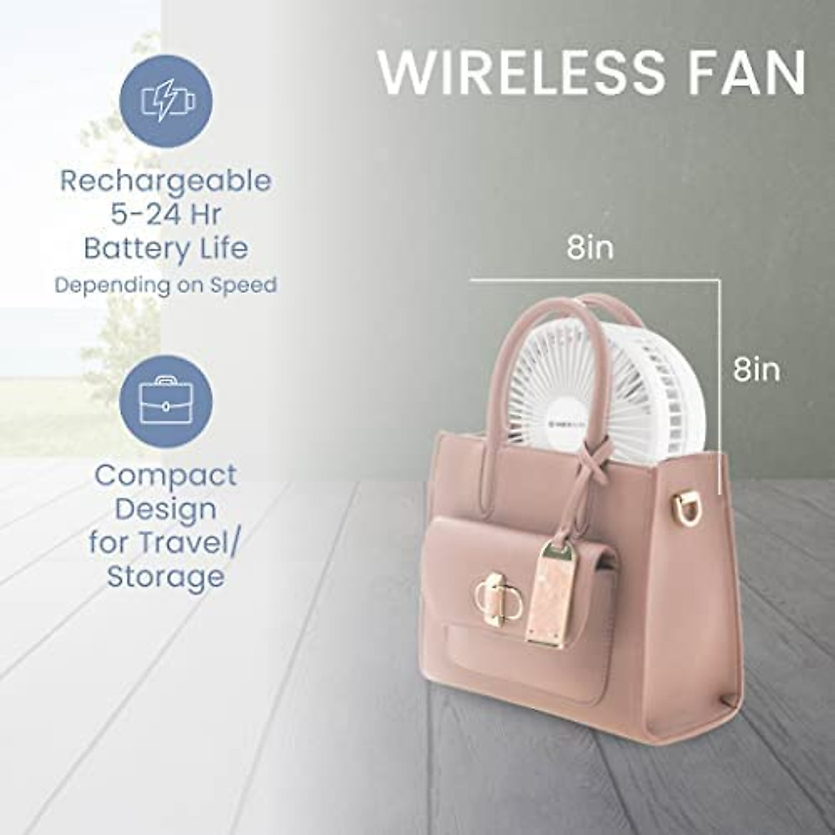 NEXAIR Premium Foldable Fan, 4 Speed Portable Fan with Adjustable Height 14” – 39.5 in, Rechargeable Folding Fan For Home And Office, Quiet Floor Fan For Bedroom, Battery Operated Fan For Travel