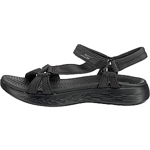 Skechers Women's On-The-Go 600-Brillancy Sport Sandal, Black, 10 Wide