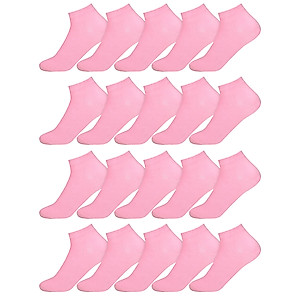 Funtery 20 Pairs Ankle Socks for Women Breathable Low Cut Athletic Socks Dry Fit No Show Soft Pastel Color Socks for gift(Pink)