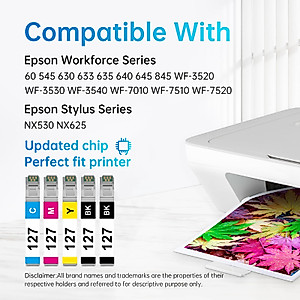 LEMERO Remanufactured Ink Cartridge Replacement for Epson 127 T127 Ink Cartridges for WF-3520 WF-3540 Workforce 845 645 840 635 Printer ( 4 Black, 2 Cyan, 2 Magenta, 2 Yellow, 10 Pack)