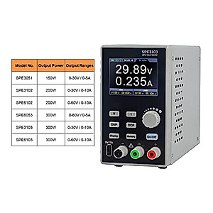 DC Power Supply, Programmable DC Power Supply 300W 30V/10A 60V/10A 2.8" LCD 10mV/1mA Resolution Digital Voltage Regulator Switch,Electroplating DIY(SPE6102 200W)