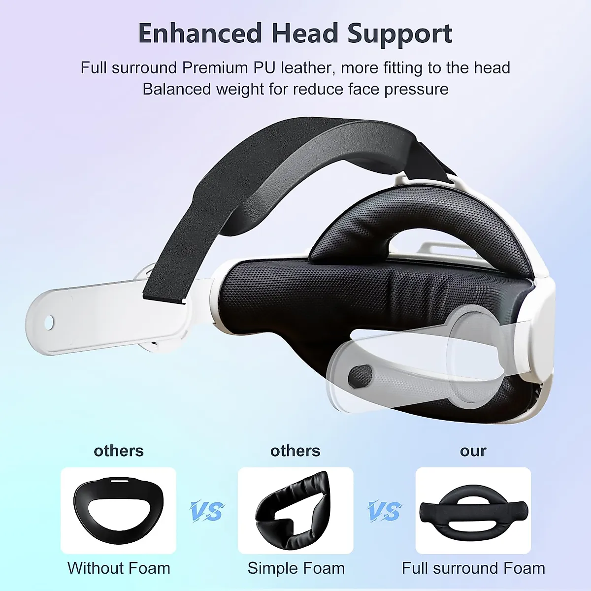 Saqico Head Strap for Meta Oculus Quest 3S/ Quest 3, Pressure-Free Elite Strap Accessories Replacement, Adjustable Headband Soft Cushion VR Headset Enhanced Comfort & Balanced Fit for Longer Immersion