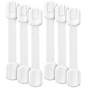 Bates- Child Safety Strap Locks, 6 Pack, Child Proof Cabinet Latches, Child Safety Cabinet Locks, Drawer Locks Baby Proofing, Baby Cabinet Safety Latches, Baby Proof Cabinet Locks