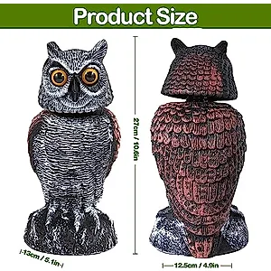 XYSFUZD Plastic Fake Owl for Garden Owl with Moving Head and Sound Owl Statues