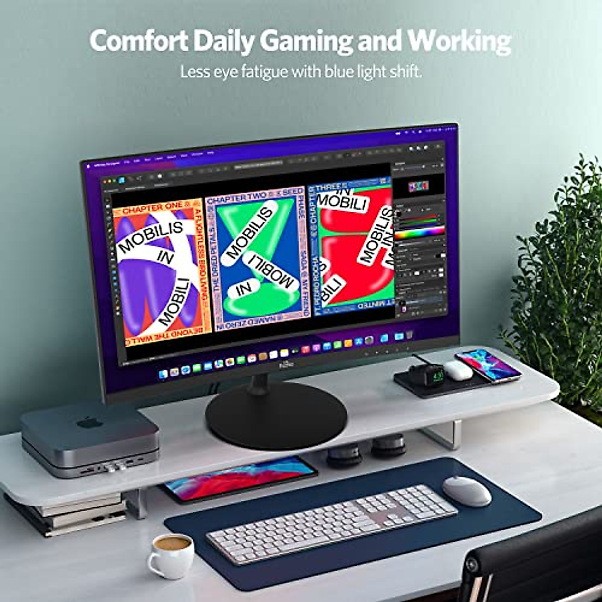 Fiodio 24" Curved 75Hz Refresh Rate Computer Monitor Full HD 1080P HDMI VGA Ports with Speakers, VESA Wall Mount Ready (HDMI Cable Included)