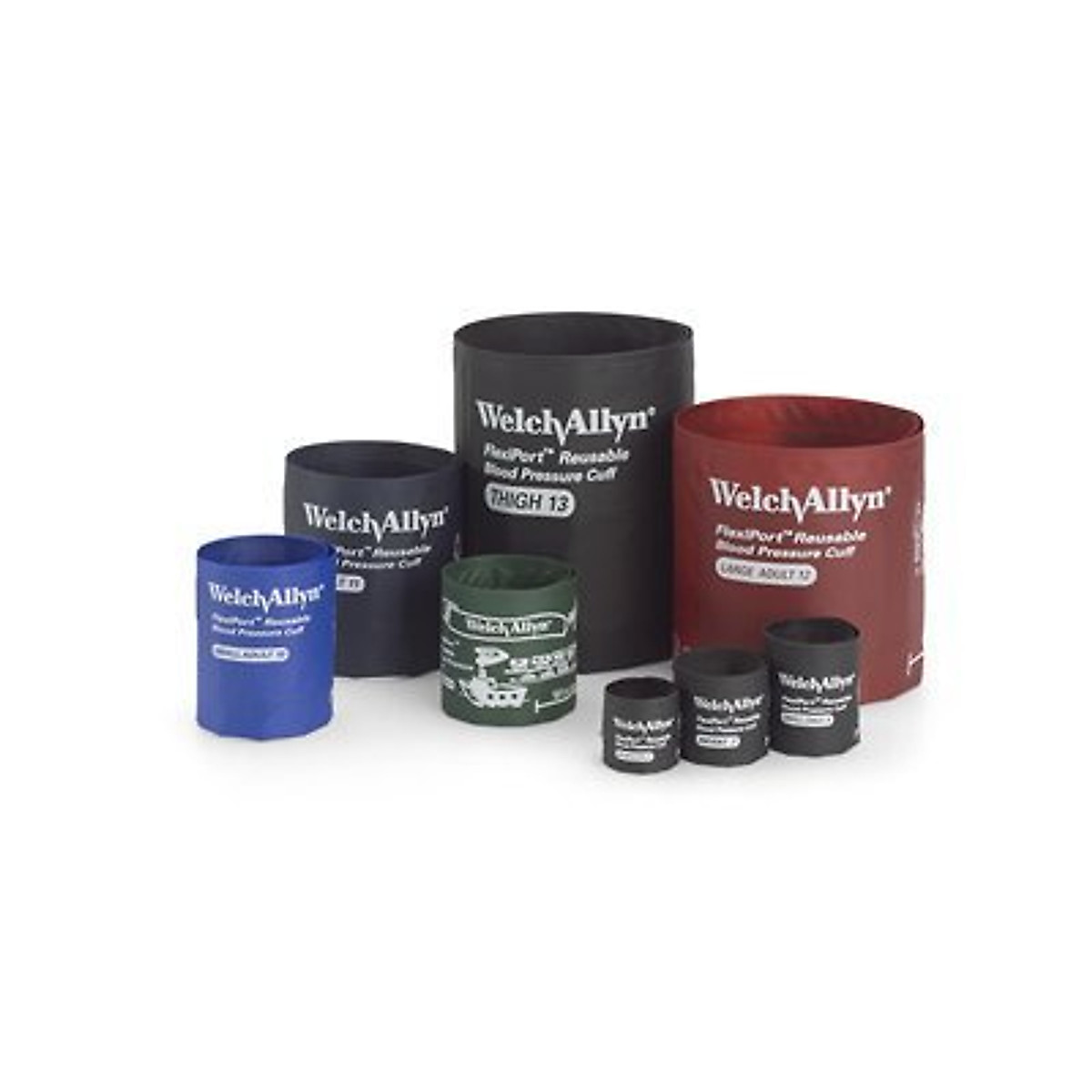 Welch Allyn REUSE-11-1SC FlexiPort Blood Pressure Cuff, Size 11, Adult, Reusable, 1 Tube, Male Screw Connector, 25-34 cm Range