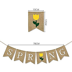 SWYOUN Burlap Spring Banner with Flower Home Supplies Mantel Fireplace Decoration