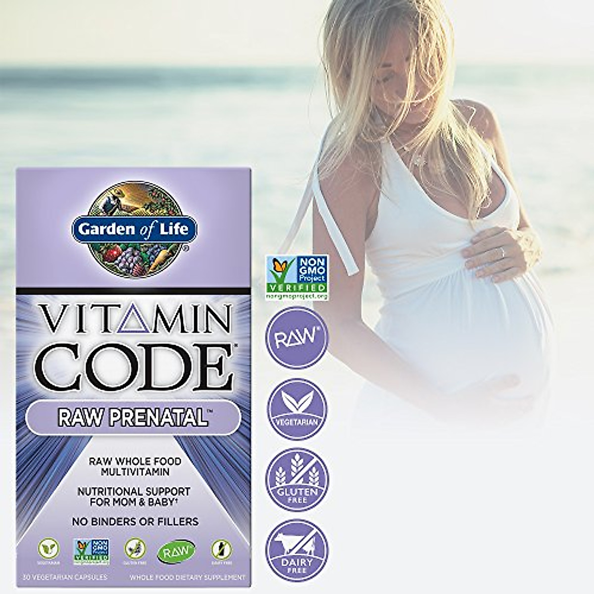 Garden of Life Vitamin Code Raw Prenatal Multivitamin, Whole Food Prenatal Vitamins with Iron, Folate not Folic Acid, Best Vegetarian Gluten Free Prenatals for Women, 30 Capsules