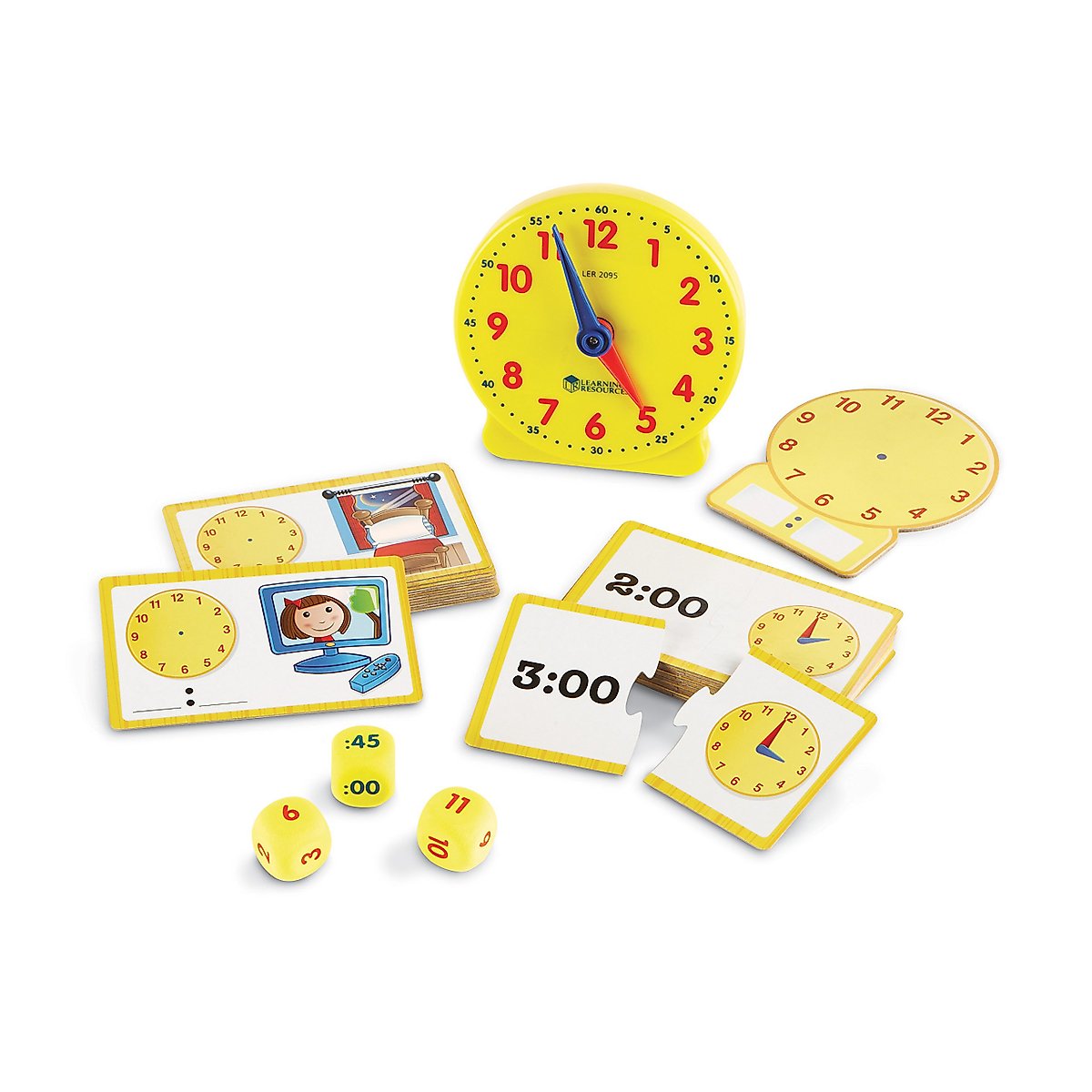 Learning Resources Magnetic Ten-Frame Answer Boards (Set of 4) and 100 Counters + Learning Resources Time Activity Set - 41 Pieces