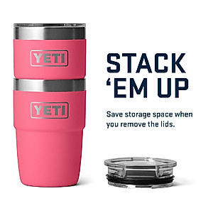 YETI Rambler 8 oz Stackable Cup, Stainless Steel, Vacuum Insulated Espresso Cup with MagSlider Lid, Tropical Pink