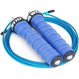 WOD Nation Attack Speed Jump Rope : Adjustable Jumping Ropes : Unique Two Cable Skipping Workout System : One Thick and One Light 11 Foot Cable : Perfect for Double Unders forHiit : Fits Men and Women