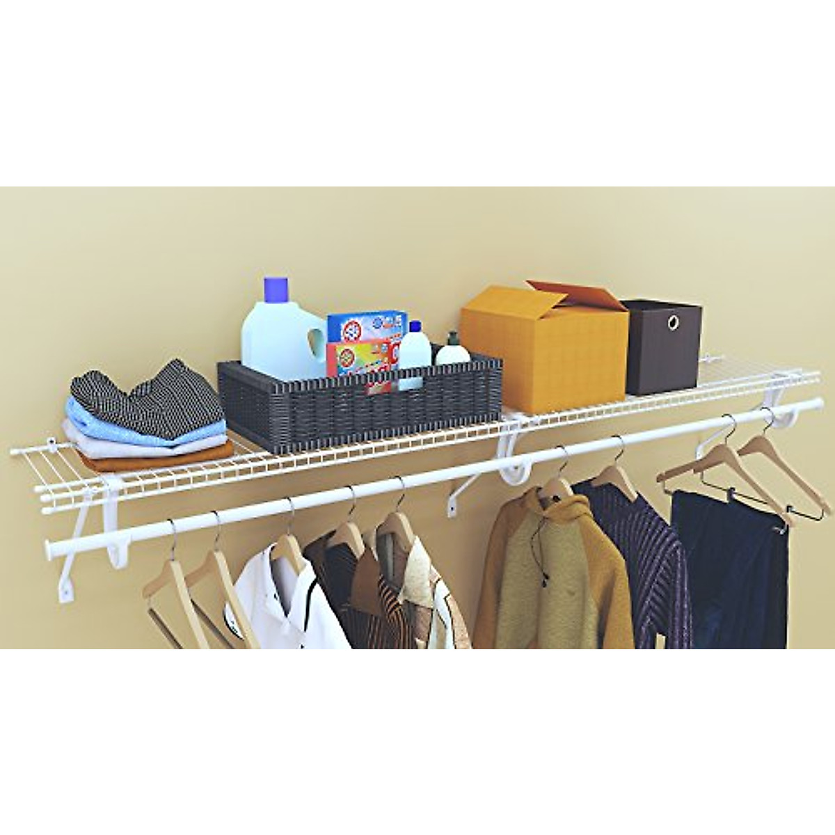 ClosetMaid 5632 Super Slide Ventilated Shelf Kit With Closet Rod, 6' by 12", White & Wire Shelf Kit with Hardware, 4 Ft. Wide, for Pantry, Closet, Laundry, Utility Storage, White Vinyl Finish