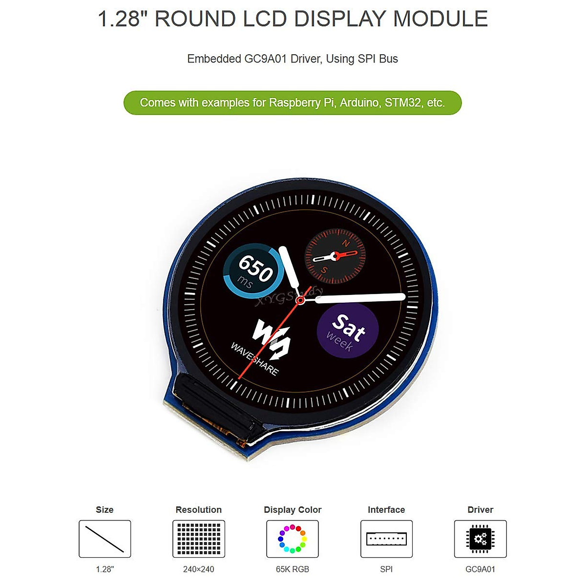 for Raspberry Pi 1.28 inch Round LCD Screen Display Module 240×240 Resolution SPI Interface @XYGStudy, 1.28inch LCD Module
