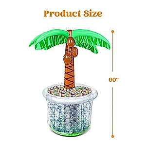 JOYIN 60" Inflatable Palm Tree Cooler, Beach Theme Party Decor, Pool Party Decorations, Luau Hawaiian Birthday Party Supplies Ocean Jungle Tropical Themed Party Decoration Summer Outdoor Drink Cooler
