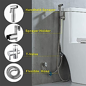 MINJING Handheld Bidet Sprayer for Toilet, 2-Function Stainless Steel Cloth Diaper Bidet Toilet Sprayer for Baby Wash with Bidet Hose for Feminine Wash