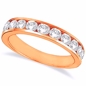 2 Carat (ctw) 14K Rose Gold Round Diamond Ladies Channel Set Half-Way Semi-Eternity Wedding Anniversary Stackable Ring Band Value Collection