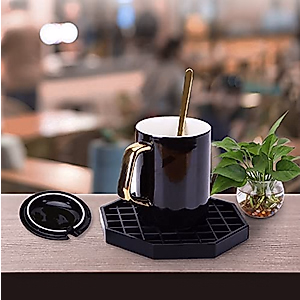 Octagon Coffee Drip Tray by Hard Black Plastic for Coffee Countertop (6" - 1 Pcs)