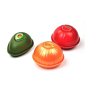 BESTONZON 3pcs Food Storage Box Fresh Storage Bowls Onion Avocado Tomatoes Shape Crisper Containers