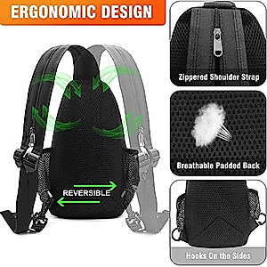 Afreter Crossbody Sling Backpack Men and Women Sling Bag Shoulder Backpack Travel Hiking Chest Bag Daypack (Black)