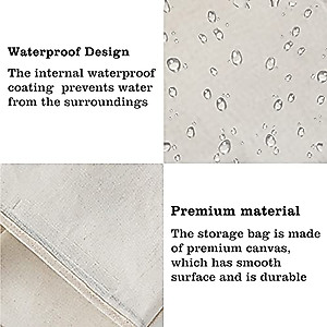 Fun Land Set of 2 Wall Hanging Organizer Bag, Over Door Hanging Storage Basket Organizing, Foldable Wall Container Handle, Waterproof Wall Holder 2 Hooks Bedroom, Bathroom, Office, Beige (GD-001-2)