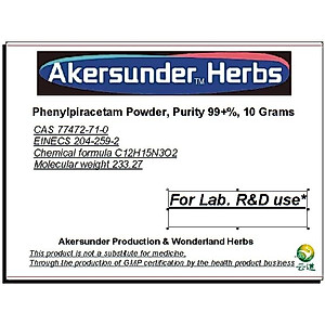 Akersunder Phenylpiracetam Powder, Purity 99.9+%, 10 Grams. Include 100mg Scoop