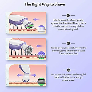 Electric Shaver for Women, Ribivaul Women's Electric Razor for Legs and Underarms, Cordless Ladies Electric Razor for Women Pubic Hair, 3-Blade in 1 Foil Shaver and Bikini Trimmer, Wet & Dry Use, Blue