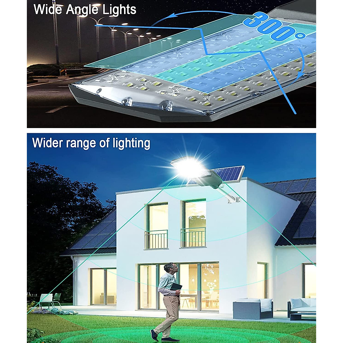 5000 Watt Solar Street Lights Outdoor, 400000LM 6500K High Powered Commercial Parking Lot Lights Dusk to Dawn, Waterproof Solar Security Flood Lights with Remote for Yard, Parking Lot, Driveway