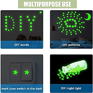 ORIJOYNA 201 Count Glow in The Dark Stars with Bonus Moon - Luminous Decor Ceiling Wall Stickers - for Kids and Toddler Room Decorations Wall Murals
