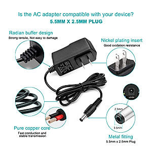 9V Adapter Charger Charging Cable Power Supply Cord Fit for Leap Pad 1 and LeapPad 2, LeapPad2 Custom, LeapsterGS Explorer, LeapPad Glo, Leapster L-max/-Tv, Leapster Explorer, Leapster 2 Charger