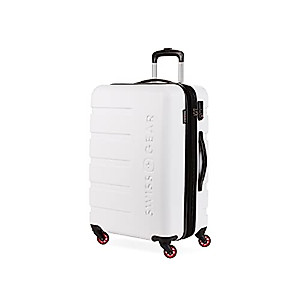 SwissGear 7366 Hardside Expandable Luggage with Spinner Wheels, White, Checked-Medium 23-Inch