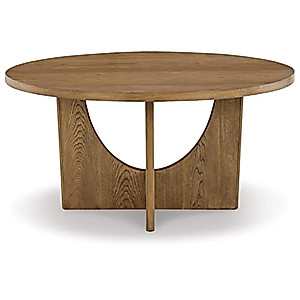 Signature Design by Ashley Dakmore Contemporary Dining Table with Geometric Base, Light Brown